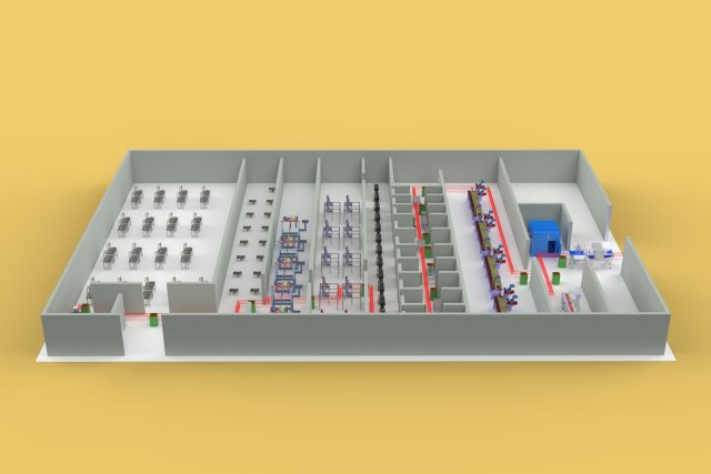 LAYOUT WORKSHOP LINE FACTORY INDUSTRIAL FLOOR PLAN PRODUCTION 3D Model ...