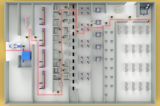 LAYOUT WORKSHOP LINE FACTORY INDUSTRIAL FLOOR PLAN PRODUCTION 3D Model ...