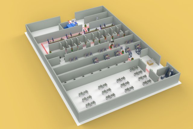 LAYOUT WORKSHOP LINE FACTORY INDUSTRIAL FLOOR PLAN PRODUCTION 3D Model ...