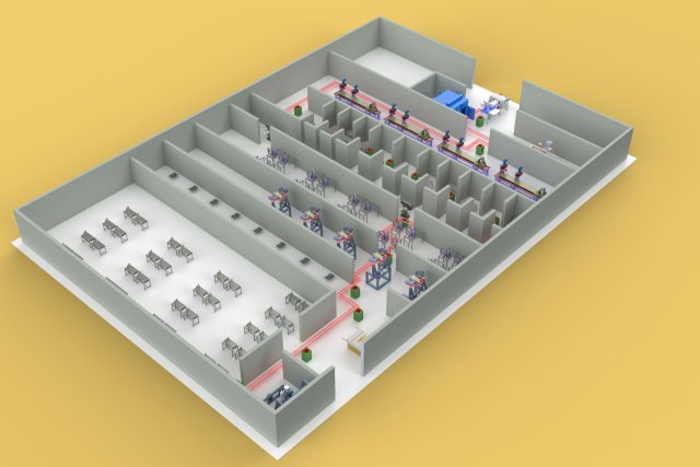 LAYOUT WORKSHOP LINE FACTORY INDUSTRIAL FLOOR PLAN PRODUCTION 3D Model ...