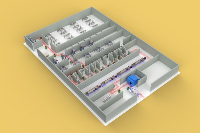 LAYOUT WORKSHOP LINE FACTORY INDUSTRIAL FLOOR PLAN PRODUCTION 3D Model ...