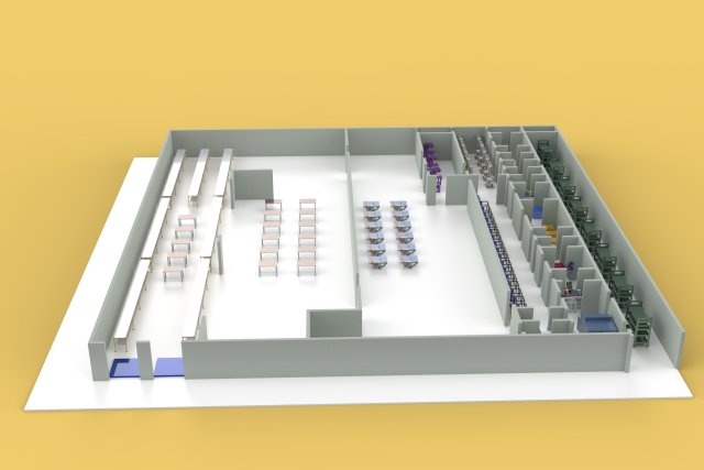 ASSEMBLING WORKSHOP LINE FACTORY INDUSTRIAL FLOOR PLAN PRODUCTION 3D ...