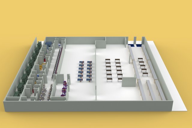 ASSEMBLING WORKSHOP LINE FACTORY INDUSTRIAL FLOOR PLAN PRODUCTION 3D ...