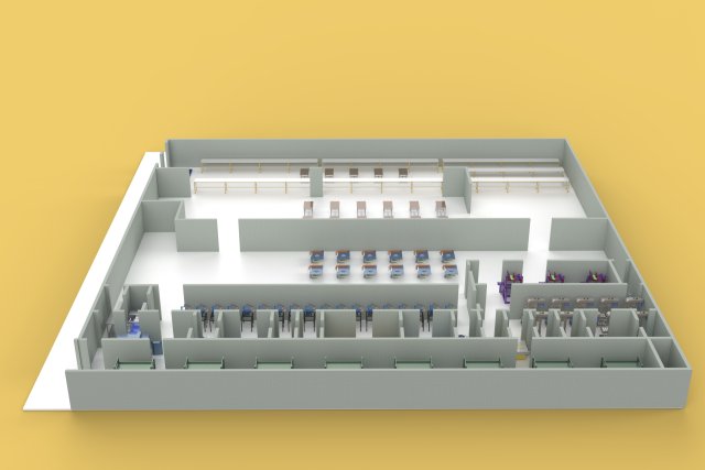 ASSEMBLING WORKSHOP LINE FACTORY INDUSTRIAL FLOOR PLAN PRODUCTION 3D ...
