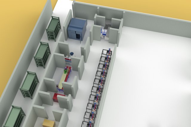 ASSEMBLING WORKSHOP LINE FACTORY INDUSTRIAL FLOOR PLAN PRODUCTION 3D ...