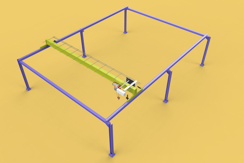 GIRDER OVERHEAD BRIDGE CRANE GANTRY HOIST 3D Model in Machines 3DExport