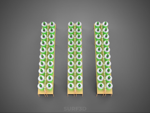 LAYOUT PARALLEL ARRAY ROW INDOOR DUTCH BUCKET HYDROPONIC SYSTEM 3D ...