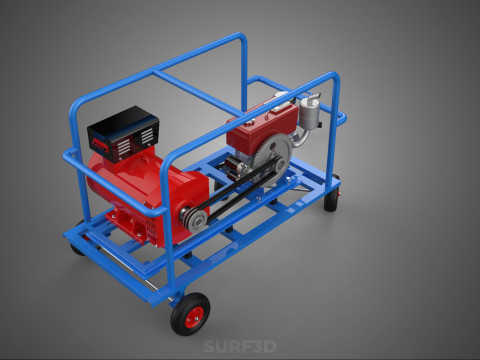 GÜÇ JENERATÖR SETİ DİZEL MOTOR JENERATÖR ALTERNATÖR DİNAMMO MOTOR 3D ...