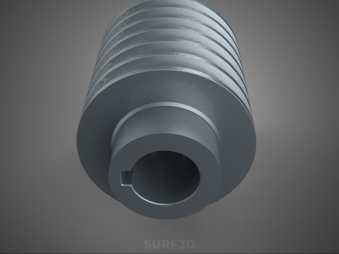 ESTÁNDAR 6 SEIS SEXTUPLE GROOVE PISTA POLEA RUEDA V CORREA Modelo 3D in ...