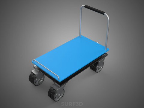 INDUSTRIAL PLATFORM DOLLY CART TROLLEY PALLET BARROW TRANSPORT 4 3D ...