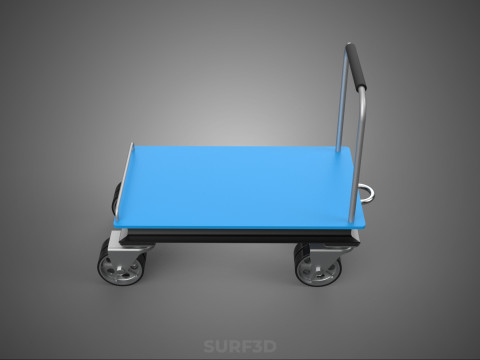 INDUSTRIAL PLATFORM DOLLY CART TROLLEY PALLET BARROW TRANSPORT 4 3D ...