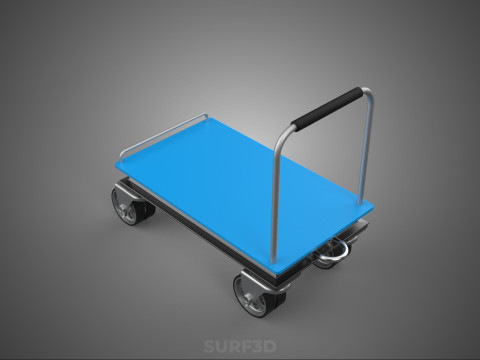 INDUSTRIAL PLATFORM DOLLY CART TROLLEY PALLET BARROW TRANSPORT 4 3D ...