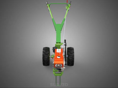 2 WHEEL DIESEL ENGINE HAND WALKING TRACTOR FIELD FARMING MACHINE 3D ...