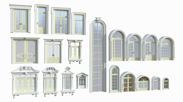 Doors Windows set 3D Model in Door 3DExport