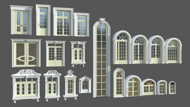 Doors Windows set 3D Model in Door 3DExport