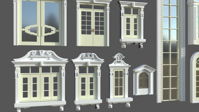Doors Windows set 3D Model in Door 3DExport