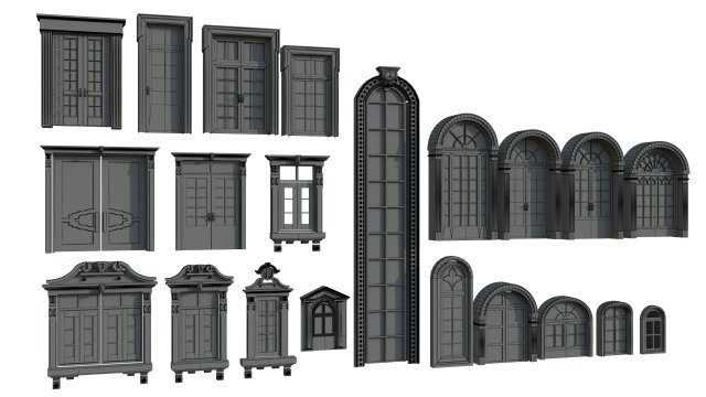 Doors Windows set 3D Model in Door 3DExport