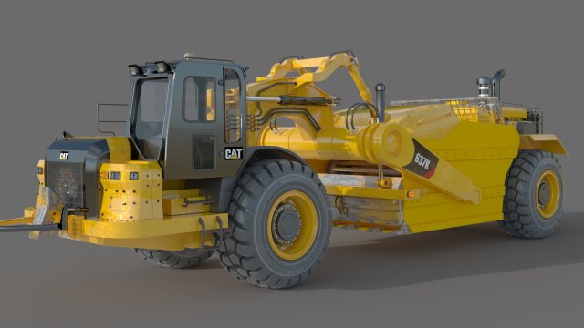 Caterpillar Cat 637K Wheel Tractor Scraper 3D Model in Machines 3DExport