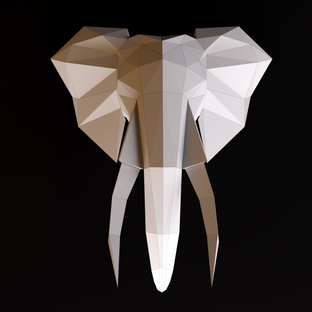 elephant head low poly 3D Model in Elephant 3DExport
