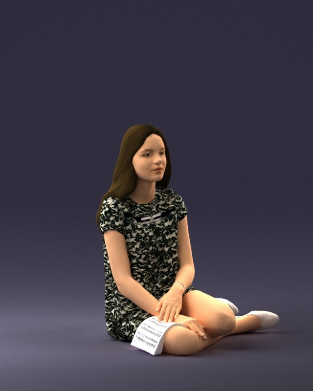 sitting girl 1016-3 3d print ready 3D Print Model in Child 3DExport