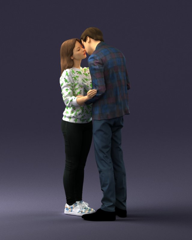 kissing couple 0110 3D Model in Man 3DExport