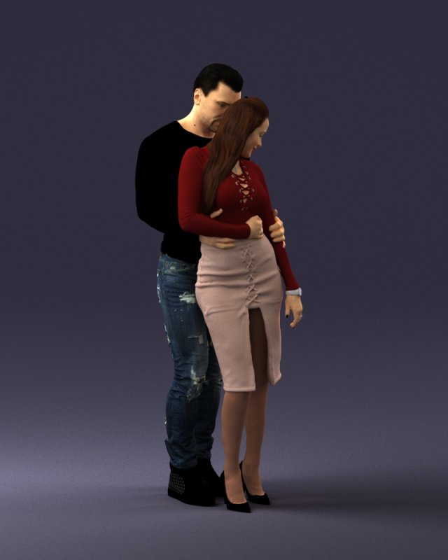 hugging young couple 0306 3D Model in Man 3DExport