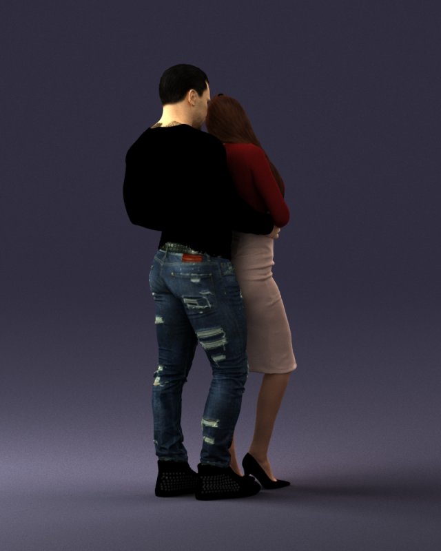 hugging young couple 0306 3D Model in Man 3DExport