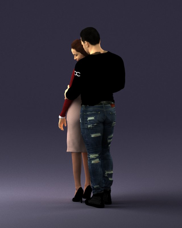 hugging young couple 0306 3D Model in Man 3DExport