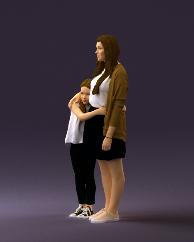 mom with daughter 0600 3D Model in Woman 3DExport