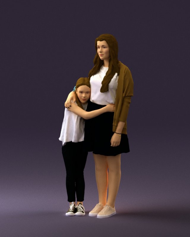 mom with daughter 0600 3D Model in Woman 3DExport