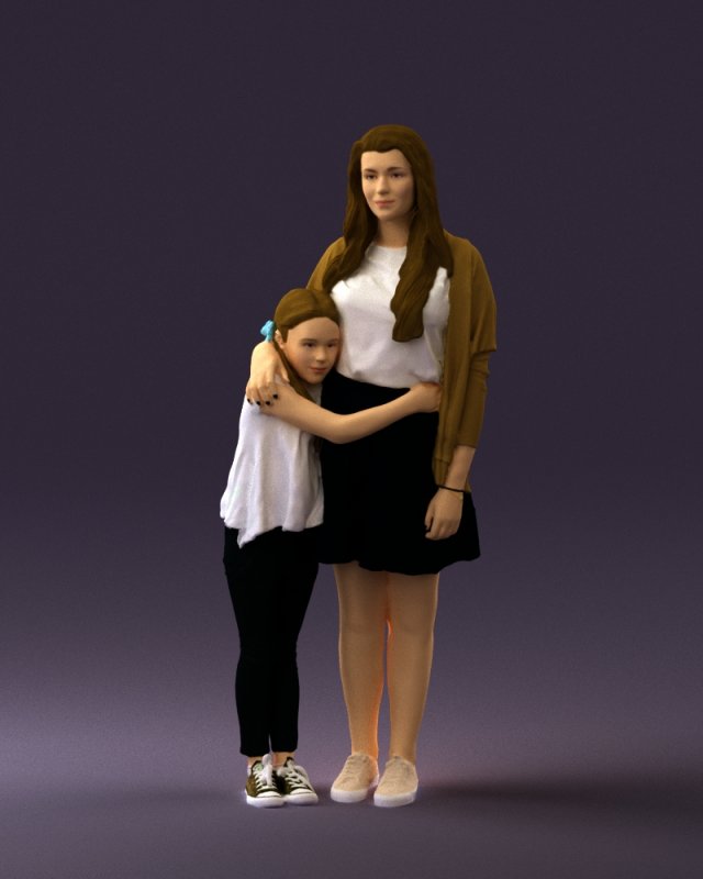 mom with daughter 0600 3D Model in Woman 3DExport