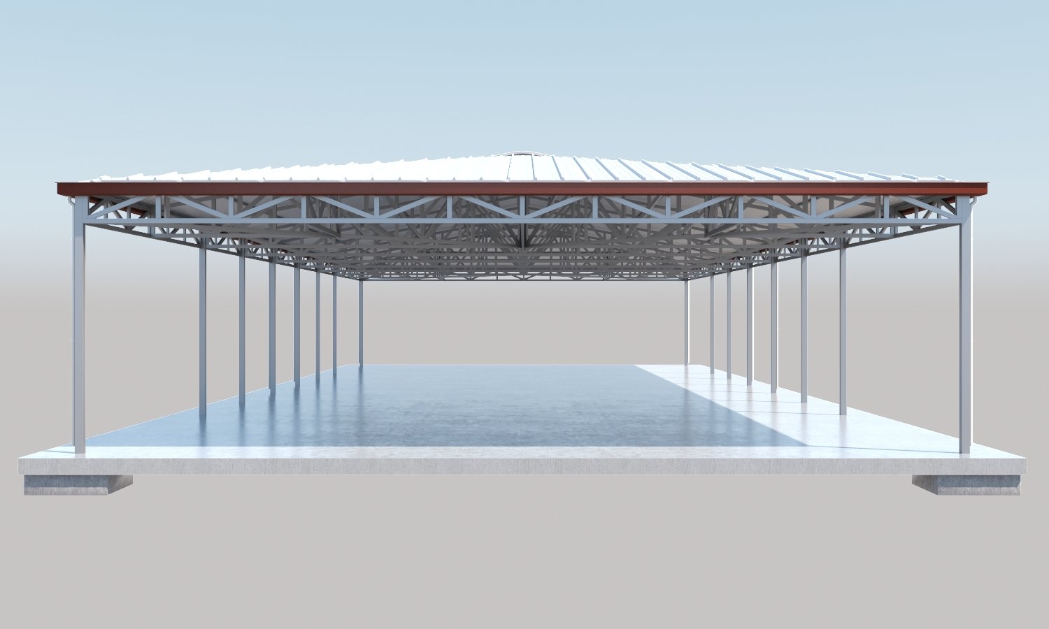 Steel Roof 3D Model in Environment 3DExport