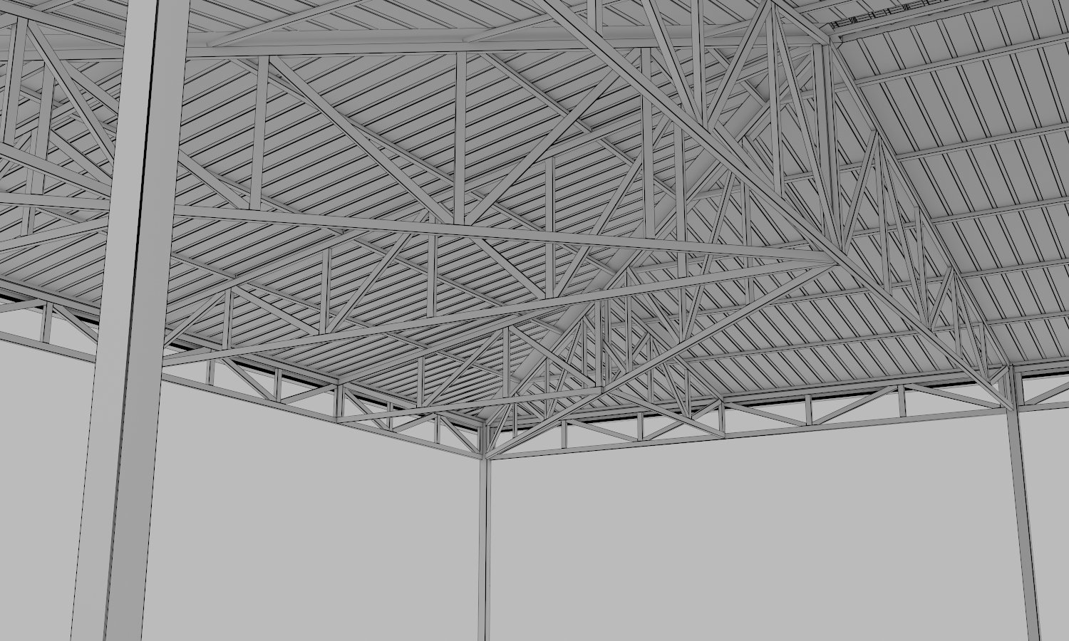Steel Roof 3D Model in Environment 3DExport