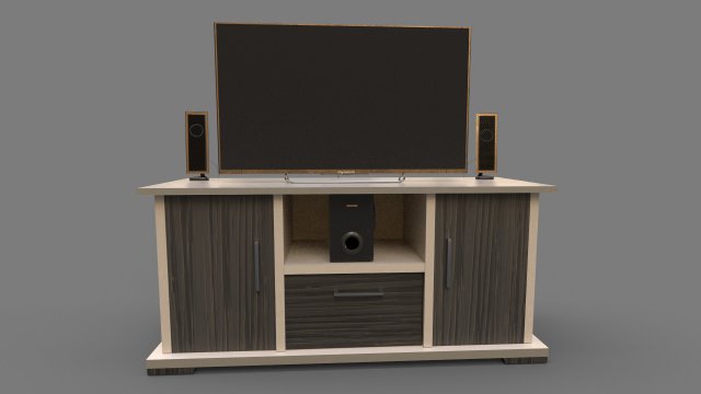 Multimedia Setup 3D Model in Living Room 3DExport