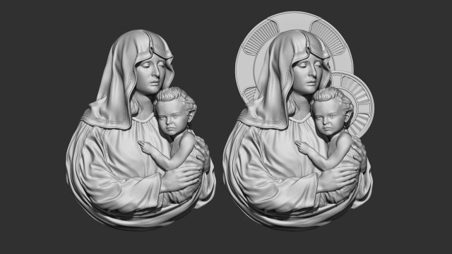 Mother Maria bas-relief 04 3D Print Model in Coins and Badges 3DExport