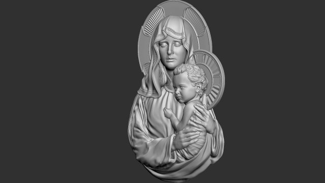 Mother Maria bas-relief 04 3D Print Model in Coins and Badges 3DExport