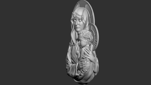 Mother Maria bas-relief 04 3D Print Model in Coins and Badges 3DExport