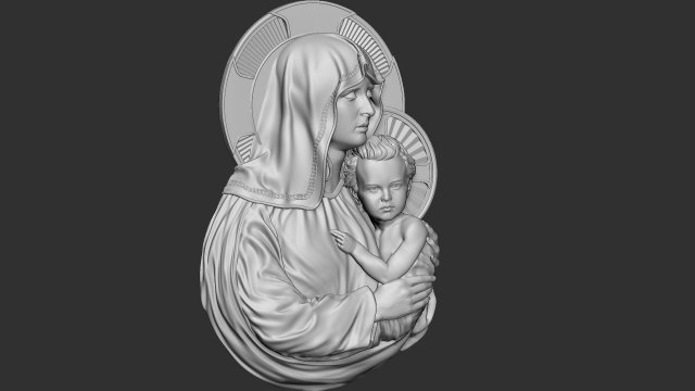 Mother Maria bas-relief 04 3D Print Model in Coins and Badges 3DExport