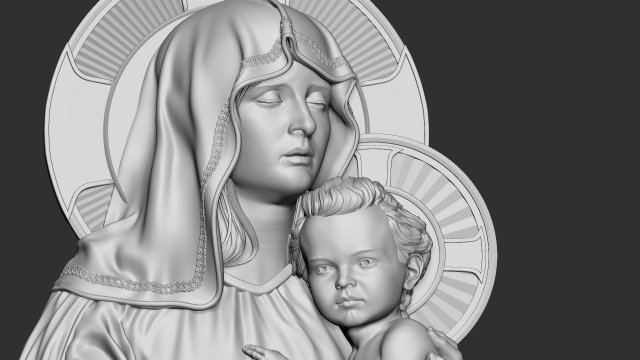 Mother Maria bas-relief 04 3D Print Model in Coins and Badges 3DExport