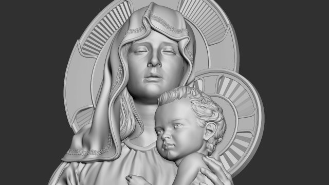 Mother Maria bas-relief 04 3D Print Model in Coins and Badges 3DExport