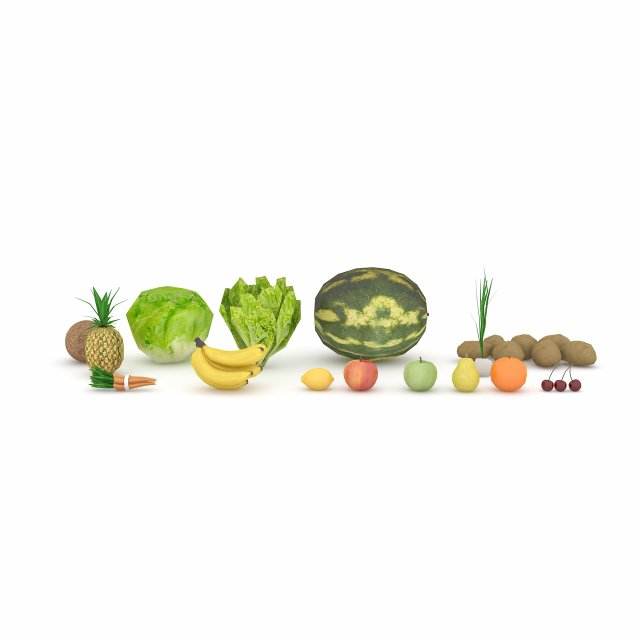 mixed fruit and vegetable varieties 3D Model in Fruit 3DExport