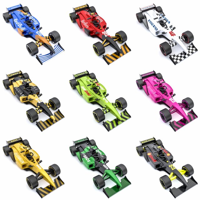 Formula car collection 3D Model in Racing 3DExport