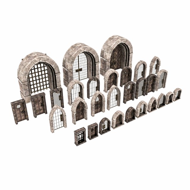 Medieval door and window set 3D Model in Decoration 3DExport