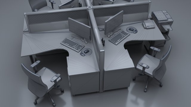 Quad Workstation 8K 3D Model in Office 3DExport