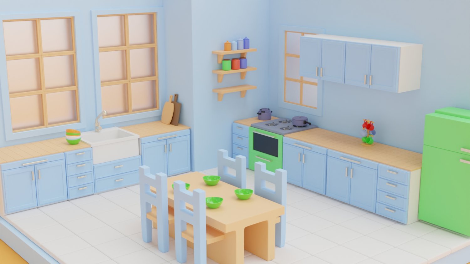 Toy kitchen with furniture 3D Model in Kitchen 3DExport