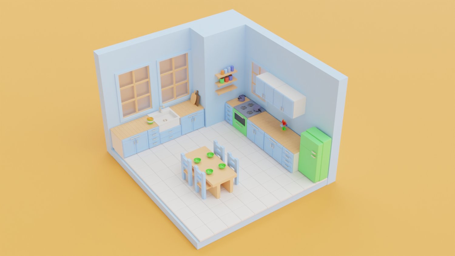Toy kitchen with furniture 3D Model in Kitchen 3DExport