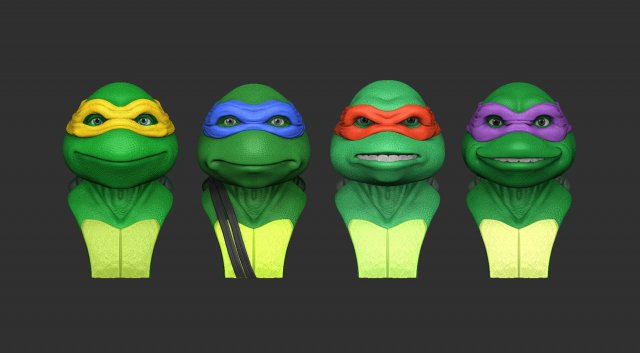 TURTLES NINJA 1990 FOR 3D PRINT BUSTS 3D Print Model in Monsters ...