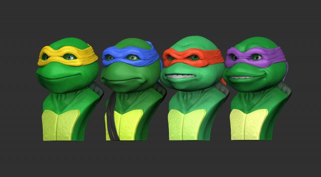 TURTLES NINJA 1990 FOR 3D PRINT BUSTS 3D Print Model in Monsters ...