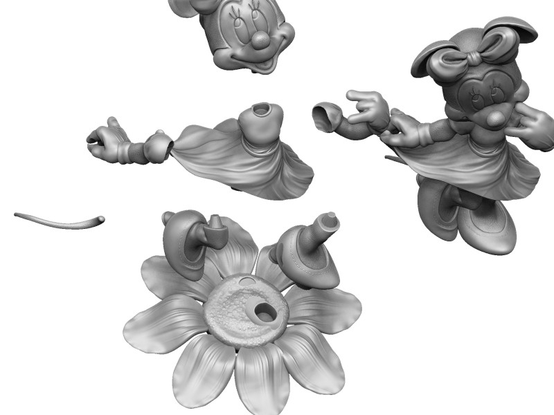 Minnie Mouse WITH FLOWER FOR 3D PRINT STL assemble and solid Modello 3D ...