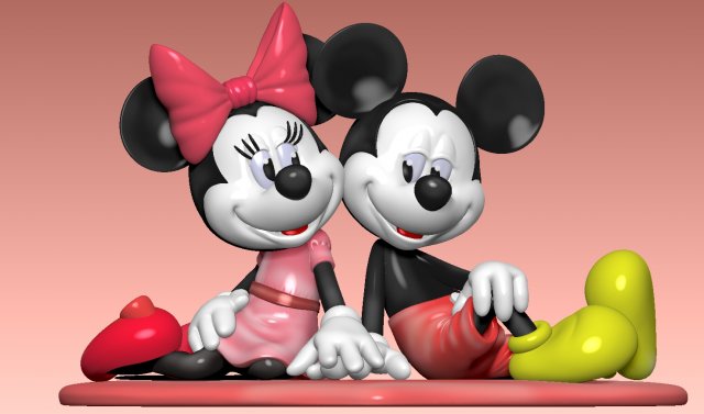 Mickey and Minnie mouse for 3d print STL 3D Print Model in Toys 3DExport